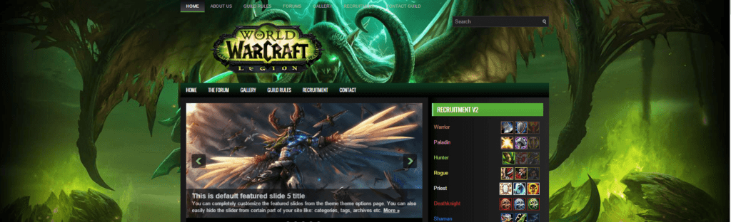 World of Warcraft Legion Template » Ejeet Networks Gaming Wordpress Themes