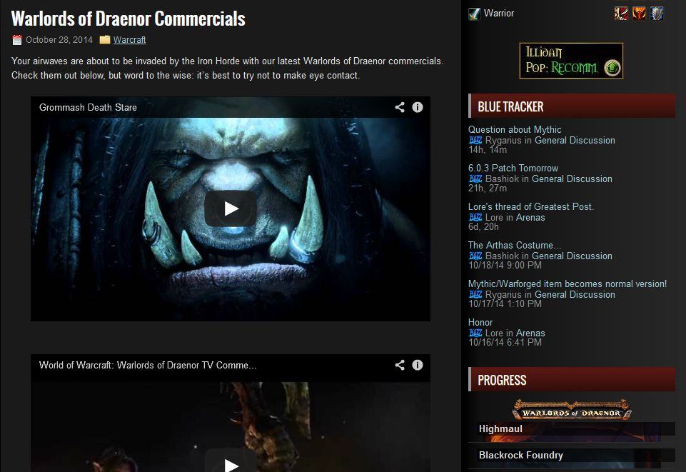 World of Warcraft Iron Horde WordPress Theme